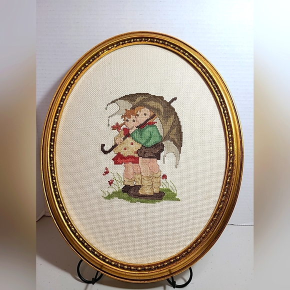 Handmade | Art | Vtg Hummel Needlepoint Gold Victorian Style Frame ...